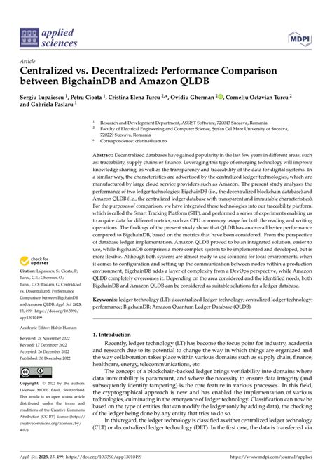 pdf centralized vs decentralized performance comparison between bigchaindb and amazon qldb