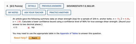 solved 4 [0 2 points] details previous answers devorestat9