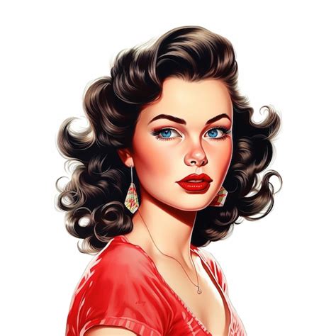 Premium Ai Image Style Retro Pin Up Girl Illustration