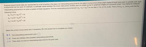 solved suppose experimental data are represented by a set of