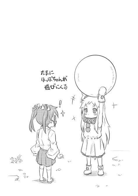 Safebooru 0 0 2girls Armpits Arms Up Ball Covered Mouth Dress Hair Ribbon Hakama Horns