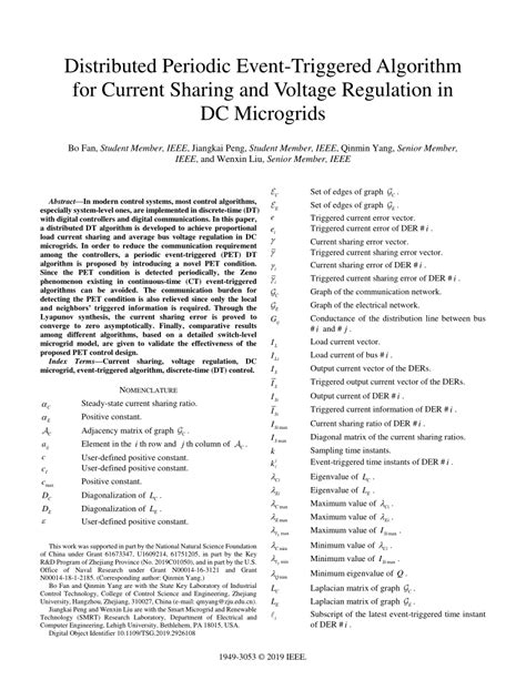 pdf distributed periodic event triggered algorithm for current sharing and voltage regulation