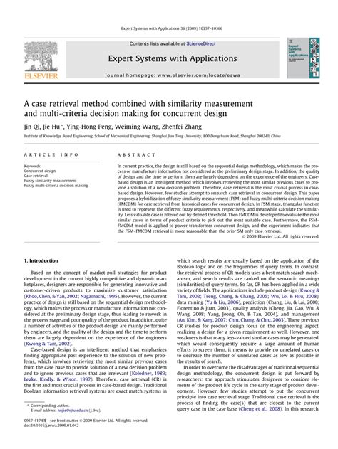 pdf a case retrieval method combined with similarity measurement and multi criteria decision
