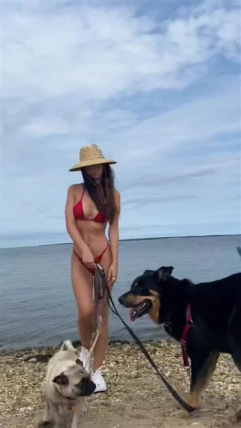 Emily Ratajkowski Flaunts Perfect Ass In Tiny Red Bikini Video Hot