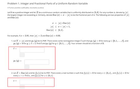 solved problem 1 integer and fractional parts of a uniform