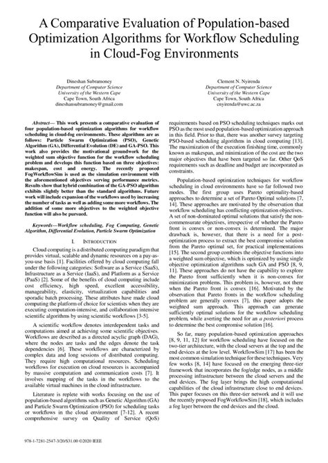 a comparative evaluation of population based optimization algorithms for workflow scheduling in