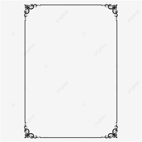 Black A4 Paper Formal Border Corner Thin A4 Border Borders Paper PNG