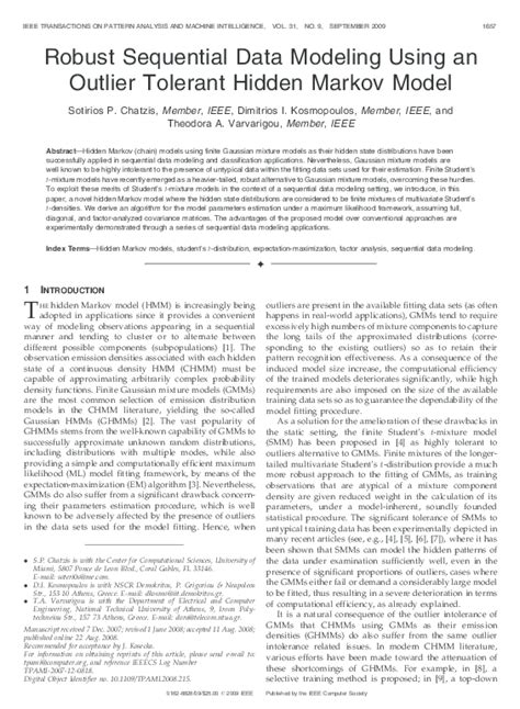 pdf robust sequential data modeling using an outlier tolerant hidden markov model sotirios