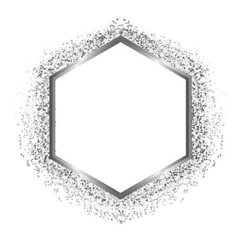 Luxury Silver Hexagon Frame Border Design With Dots Transparent
