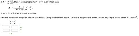 solved if a then a is invertible if ad bc 0 in which