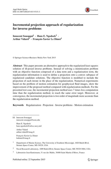 pdf incremental projection approach of regularization for inverse problems