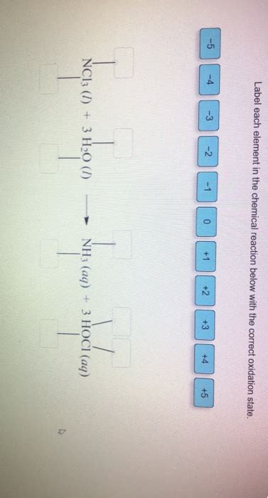 solved label each element in the chemical reaction below