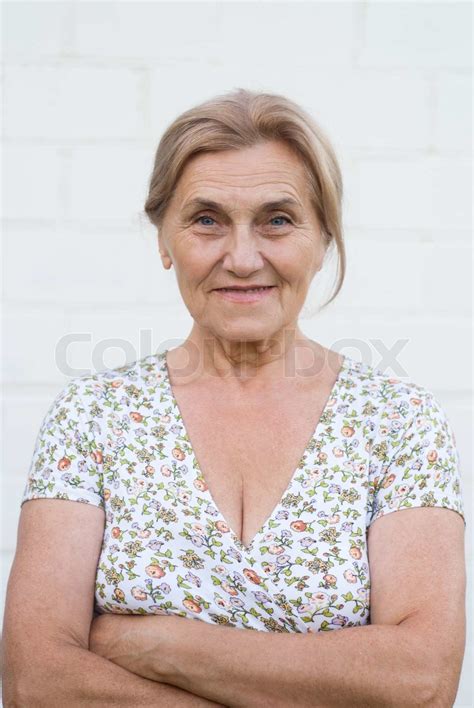 Cute Granny Outdoors Stock Image Colourbox