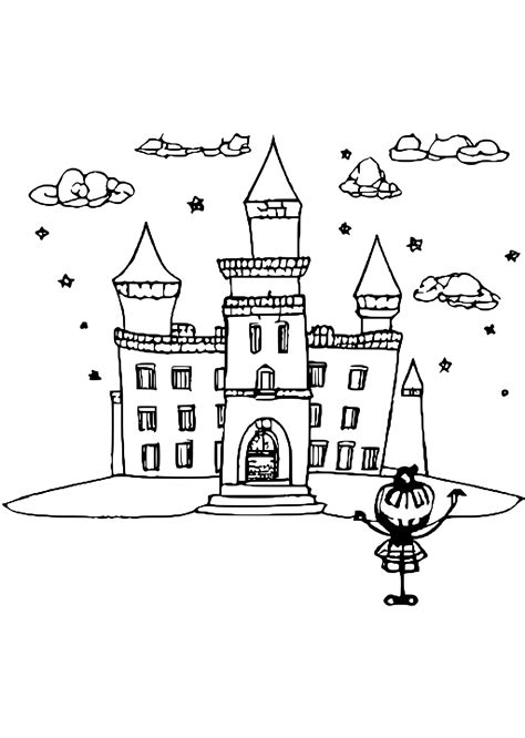 Pumpkin Head Girl Standing Full Body Coloring Page · Creative Fabrica