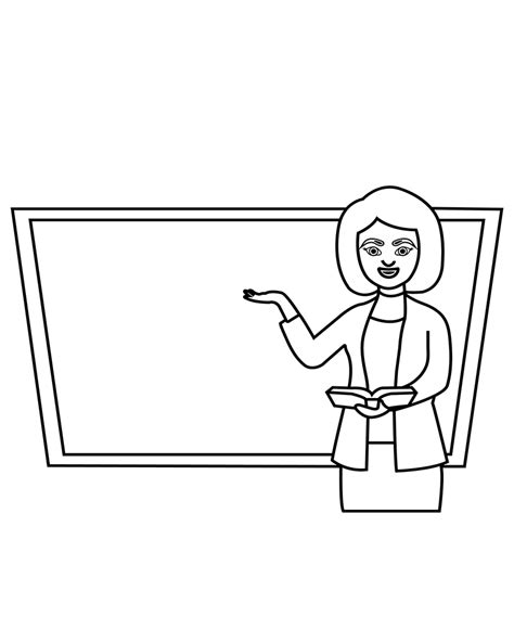 Female Teacher With An Open Book Färbung Seite Kostenlose Druckbare Malvorlagen Für Kinder