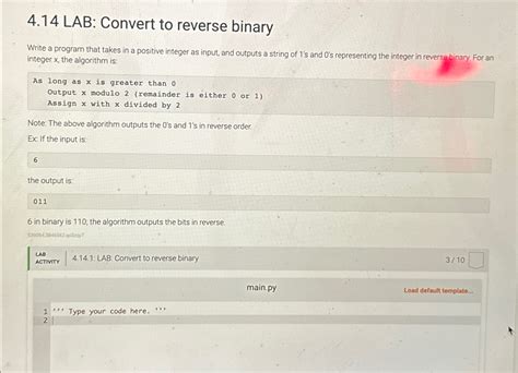 solved 4 14 ﻿lab convert to reverse binarywrite a program