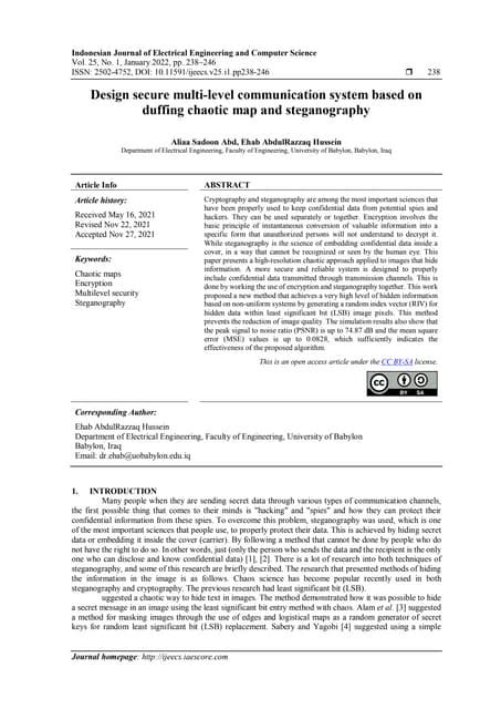 design secure multi level communication system based on duffing chaotic map and steganography pdf