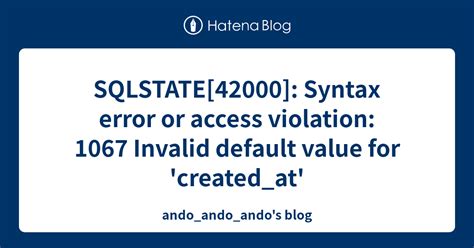 SQLSTATE 42000 Syntax Error Or Access Violation 1067 Invalid Default