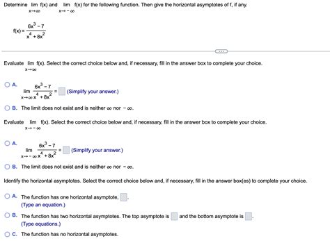 solved determine limx→∞f x and limx→−∞f x for the