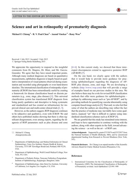 pdf science and art in retinopathy of prematurity diagnosis
