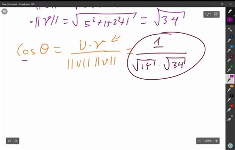 solved find the euclidean distance between uand v and the cosine of the angle between those