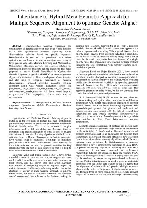 pdf inheritance of meta heuristic approach for multiple sequence alignment to optimize genetic