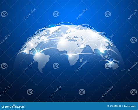 Abstract World Map With Network Internet Global Connection Concept