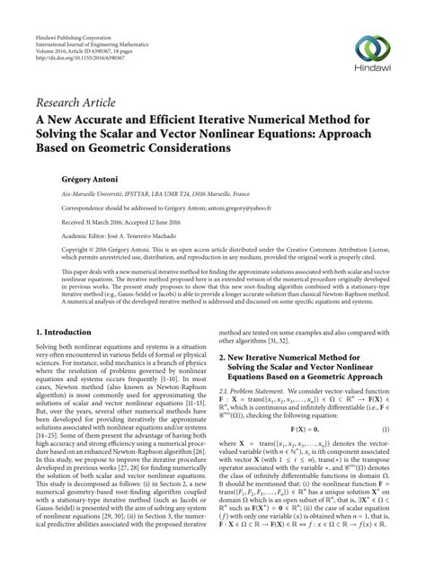 pdf a new accurate and efficient iterative numerical method for solving the scalar and vector