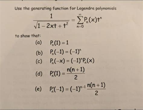 solved use the generating function for legendre polynomials