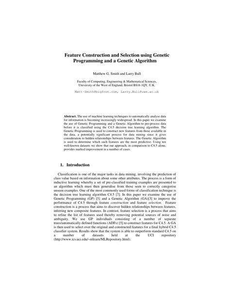 pdf feature construction and selection using genetic programming and a genetic algorithm