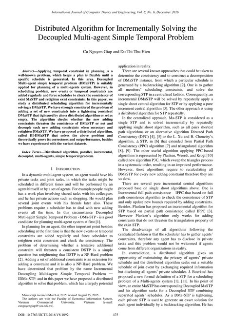 pdf distributed algorithm for incrementally solving the decoupled multi agent simple temporal