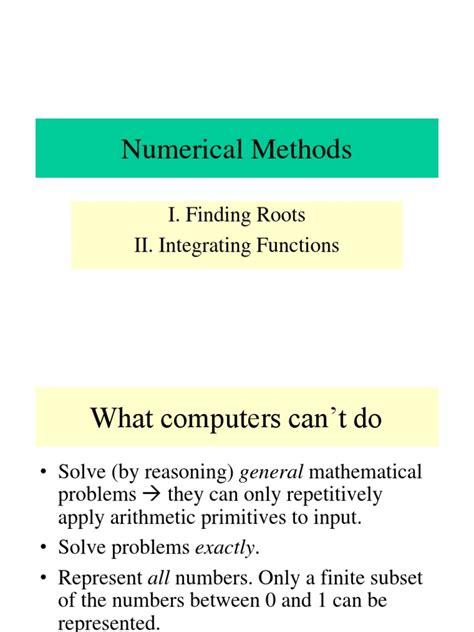 numerical methods i finding roots ii integrating functions pdf quadratic equation