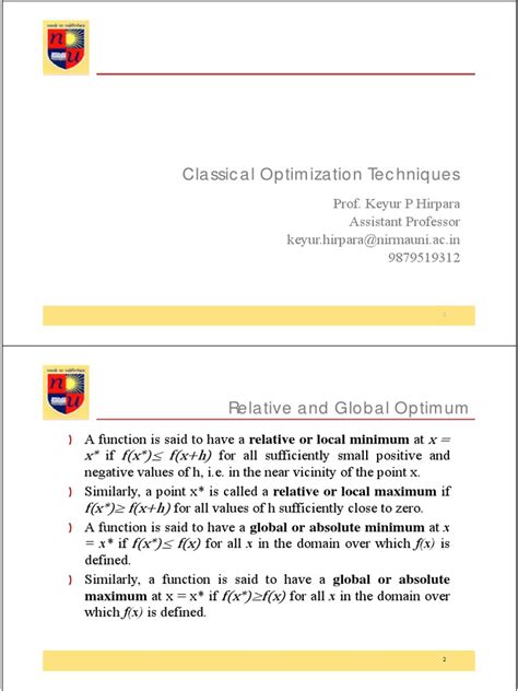 classical optimization technique pdf maxima and minima mathematical optimization