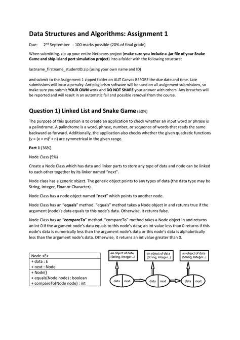 assignment 1 brief data structures and algorithms assignment 1 due 2 nd september 100