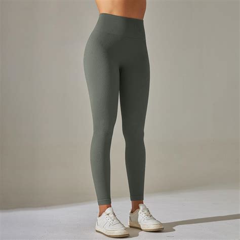 Scrunch Butt Lifting Workout Legging Ribbed Seamless Compression Tights High Waist Long Leggings