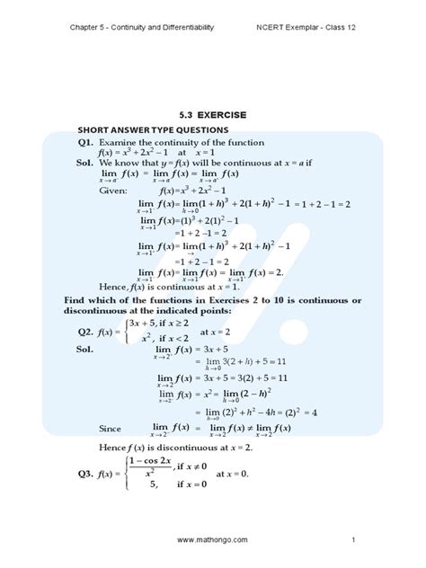 ncert exemplar math class 12 chapter 05 continuity and differentiability pdf trigonometric
