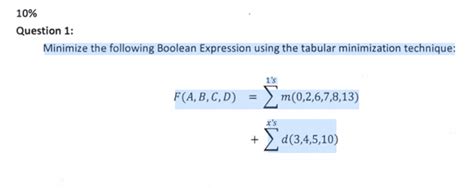 solved minimize the following boolean expression using the