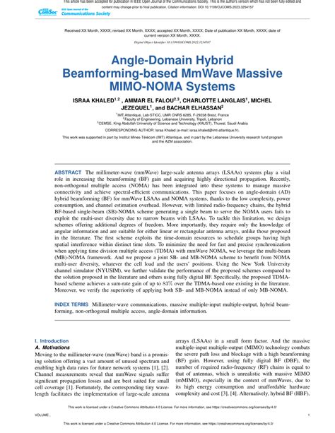 pdf angle domain hybrid beamforming based mmwave massive mimo noma systems