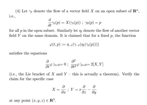 solved let gamma t denote the flow of a vector field x on an