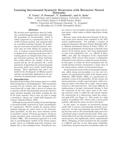 pdf learning incremental syntactic structures with recursive neural networks