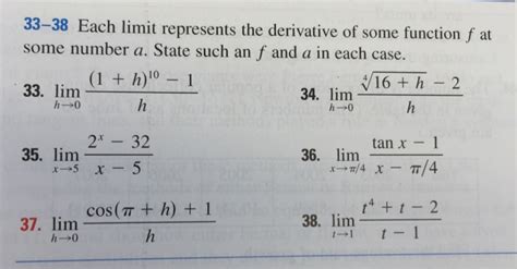 solved each limit represents the derivative of some function