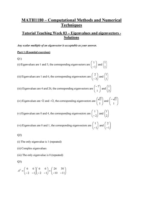 tutorial 3 solutions exercise with solution math1180 computational methods and numerical