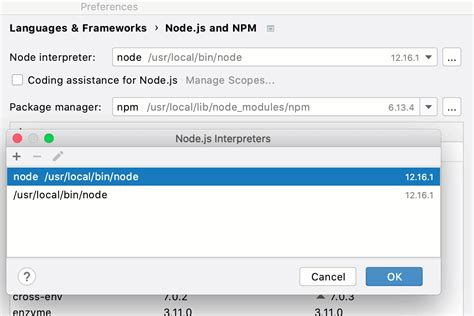 Node Js Interpreters Dialog WebStorm Documentation