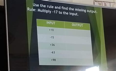use the rule and find the missing output rule multiply 17 to the input brainly ph