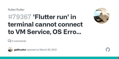 Flutter Run In Terminal Cannot Connect To VM Service OS Error