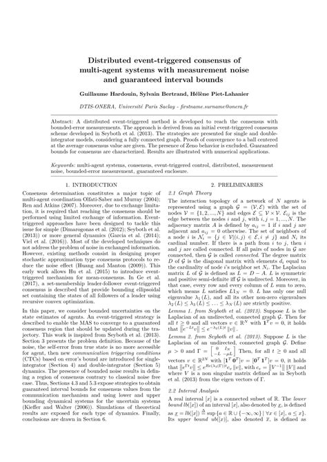 pdf distributed event triggered consensus of multi agent systems with measurement noise and