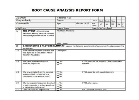 Root Cause Analysis Template Business Mentor