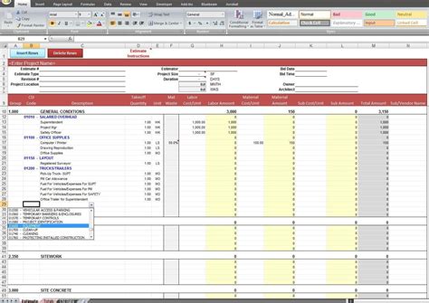Building Estimation And Costing Excel Sheet Db Excel