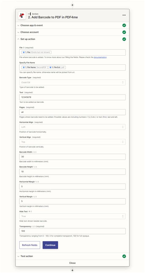 how to add multiple barcodes to pdf using zapier