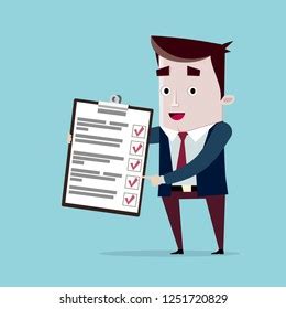 Vector Businessman Holding Clipboard Checklist Stock Vector Royalty